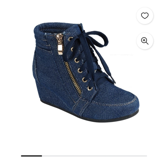SNJ | Shoes | Denim Wedge Tie Up Booties | Poshmark